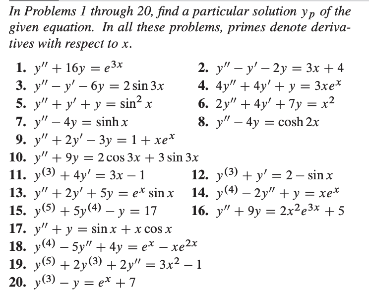 Solved In Problems 1 through 20, find a particular solution | Chegg.com