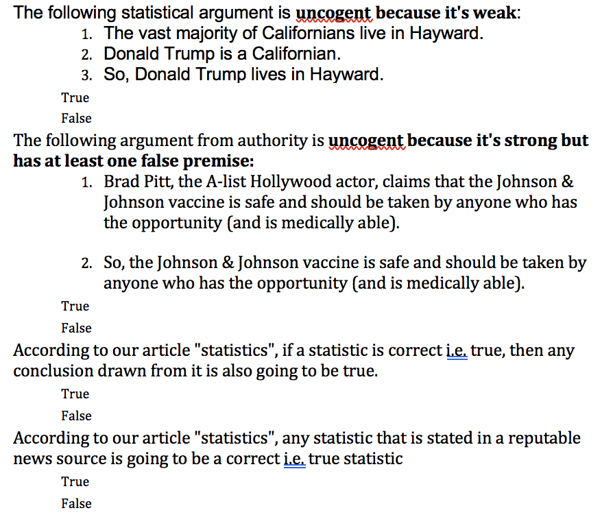 Solved The following statistical argument is uncogent | Chegg.com