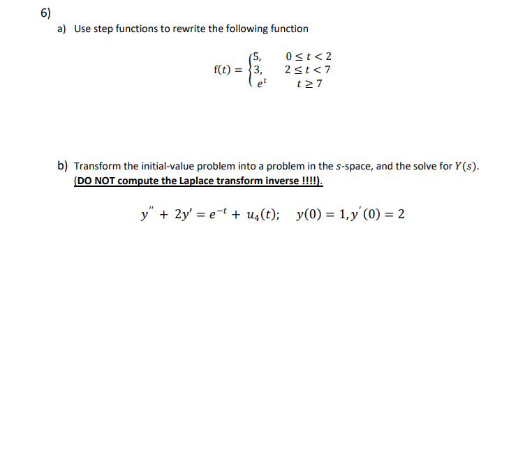 Solved 6) a) Use step functions to rewrite the following | Chegg.com