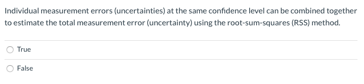 Solved Individual measurement errors (uncertainties) at the | Chegg.com