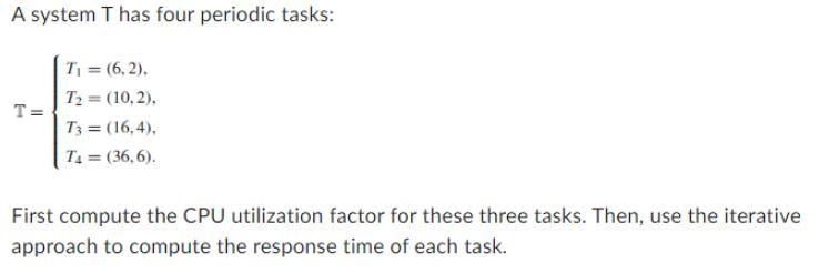 Solved A system T has four periodic tasks: | Chegg.com