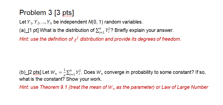 Solved Problem 3 [3 pts]Let Y1,Y2,dots,Yn be ﻿independent | Chegg.com