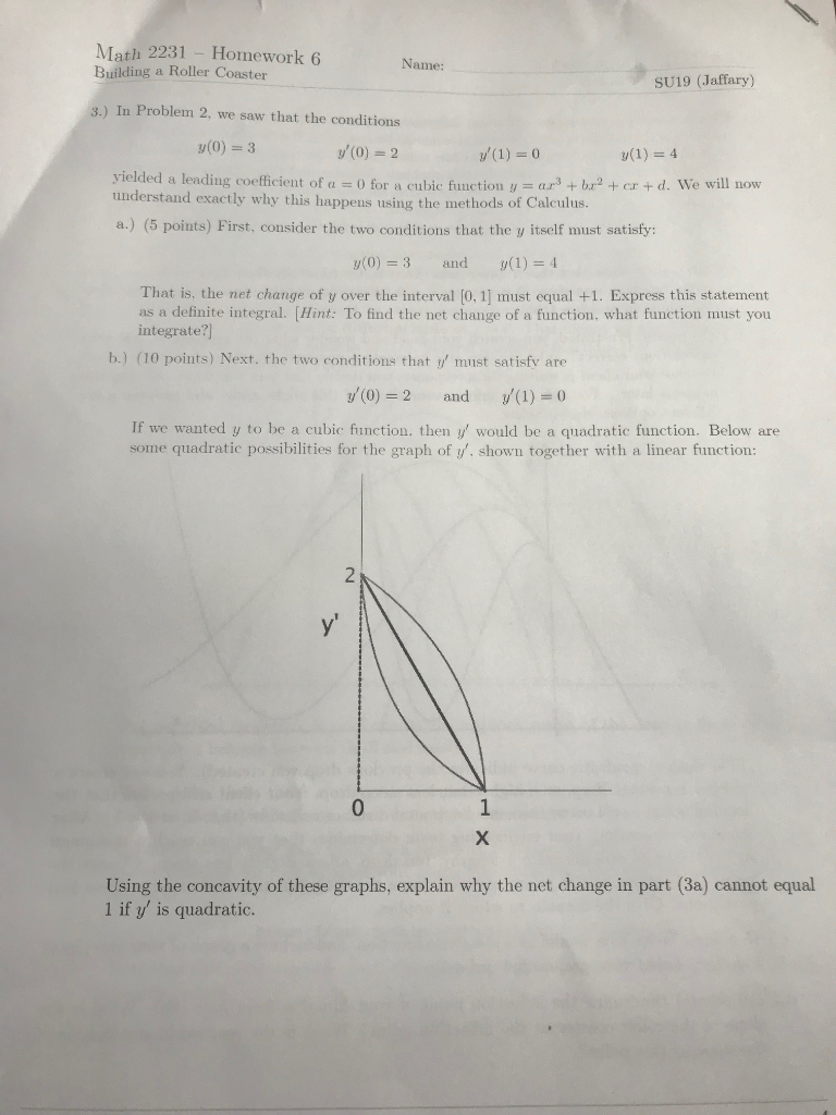 Math 2231 - Homework 6 Building a Roller Coaster | Chegg.com