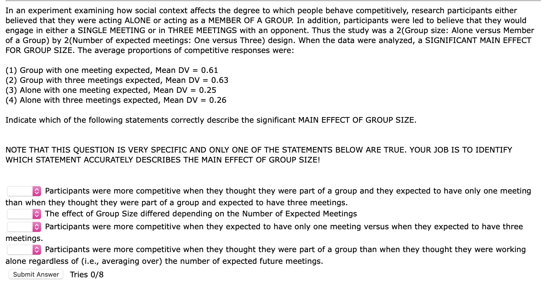 Solved In an experiment examining how social context affects | Chegg.com