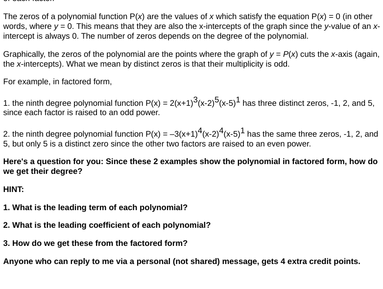 Solved The zeros of a polynomial function P(x) are the | Chegg.com