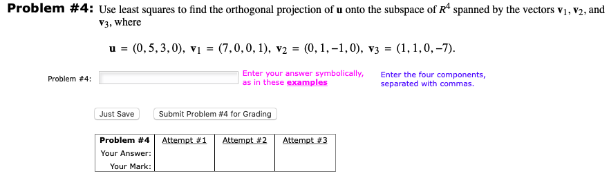Solved Problem \#4: Use least squares to find the orthogonal | Chegg.com