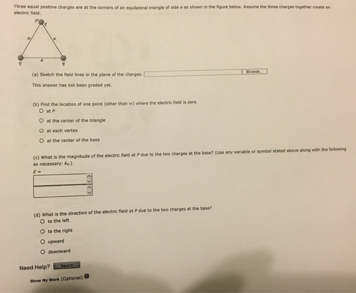 Solved Three equal positive charges are at the corners of an | Chegg.com