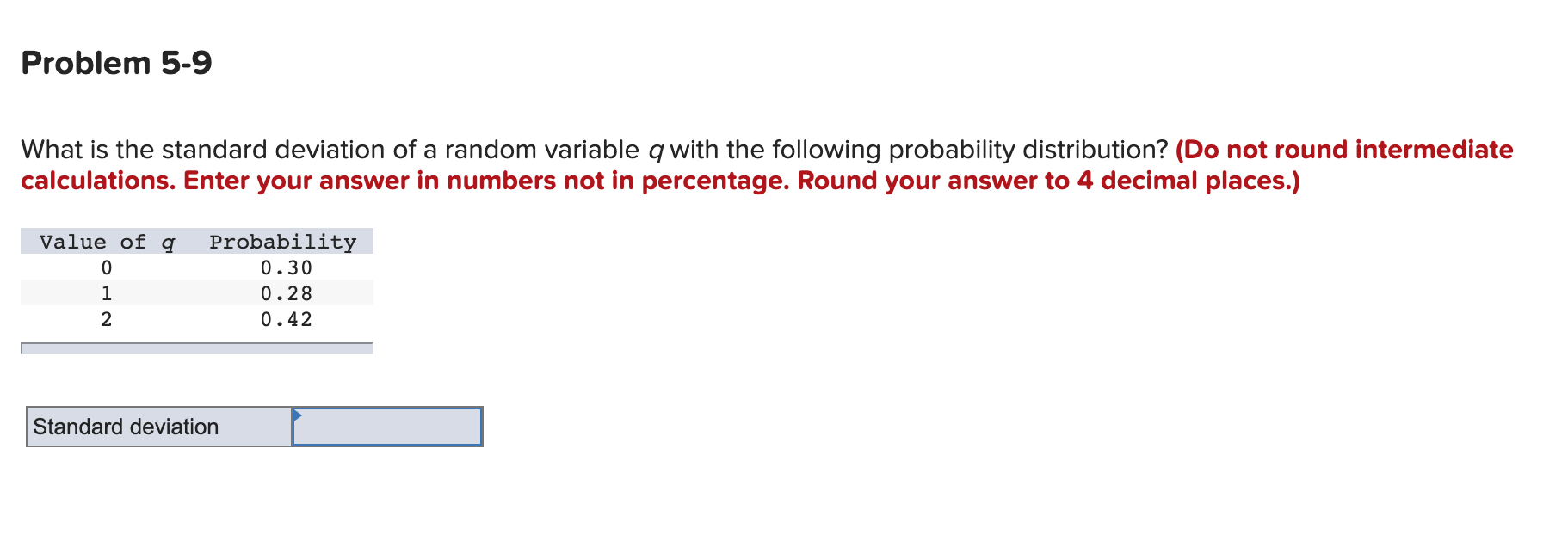 Solved What is the standard deviation of a random variable q | Chegg.com