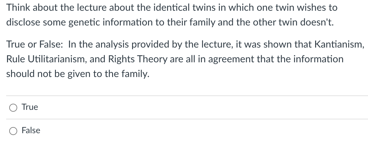 Think about the lecture about the identical twins in | Chegg.com