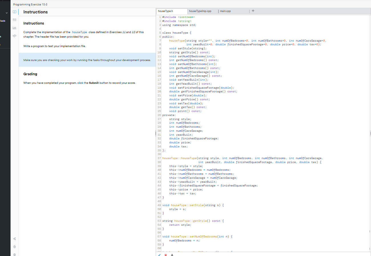 Solved Instructions Complete the implementation of the | Chegg.com