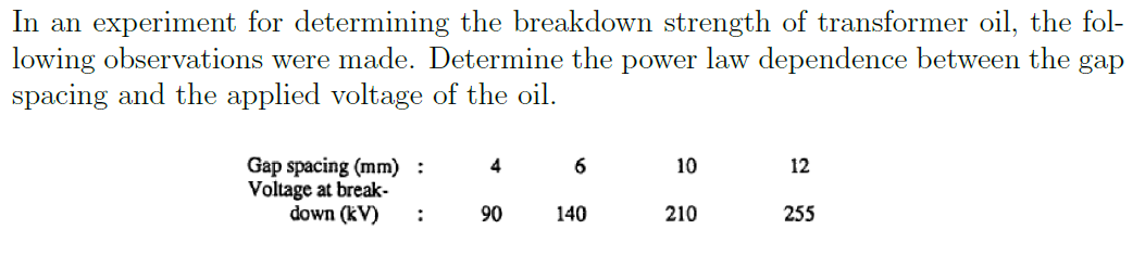 Solved In an experiment for determining the breakdown | Chegg.com