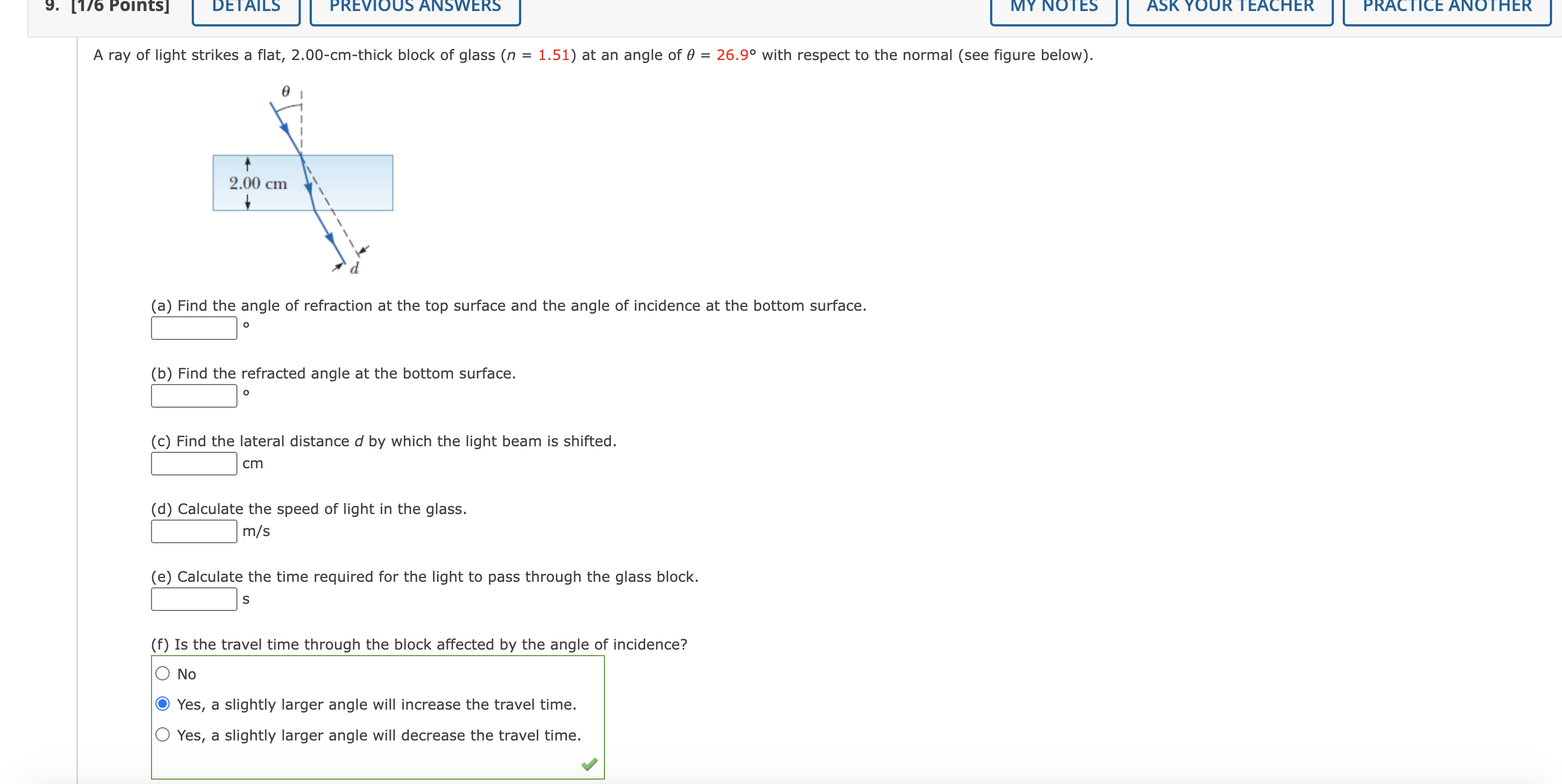 Solved (a) Find the angle of refraction at the top surface | Chegg.com