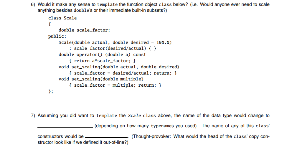 Solved For Question 6 How Do You Template This Function