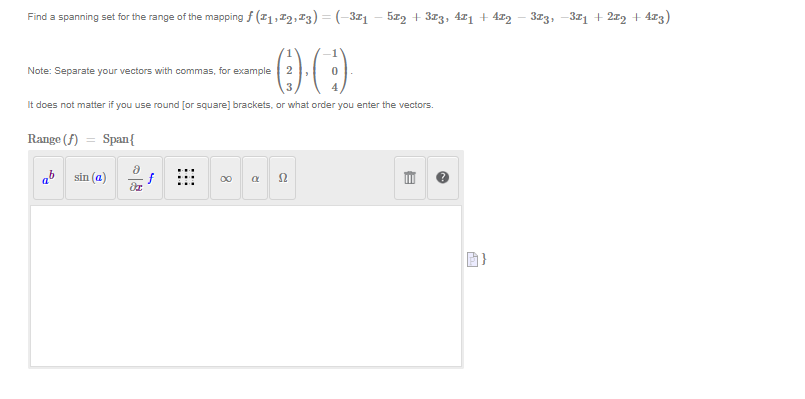 Solved Find a spanning set for the range of the mapping | Chegg.com