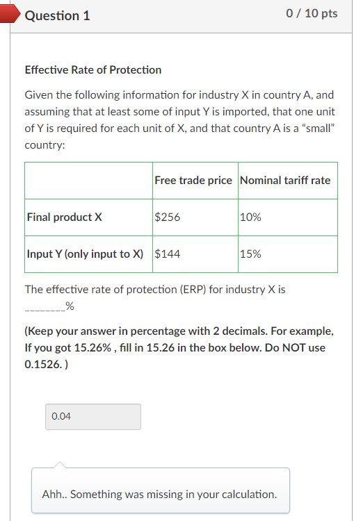 Solved Effective Rate of Protection Given the following | Chegg.com