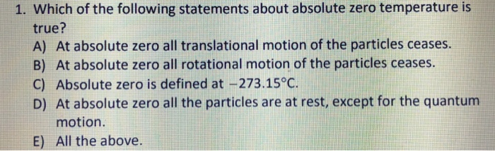 Solved 1. Which of the following statements about absolute | Chegg.com
