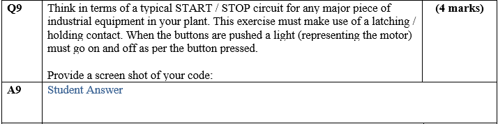 Solved Q9 (4 marks) Think in terms of a typical START / STOP | Chegg.com