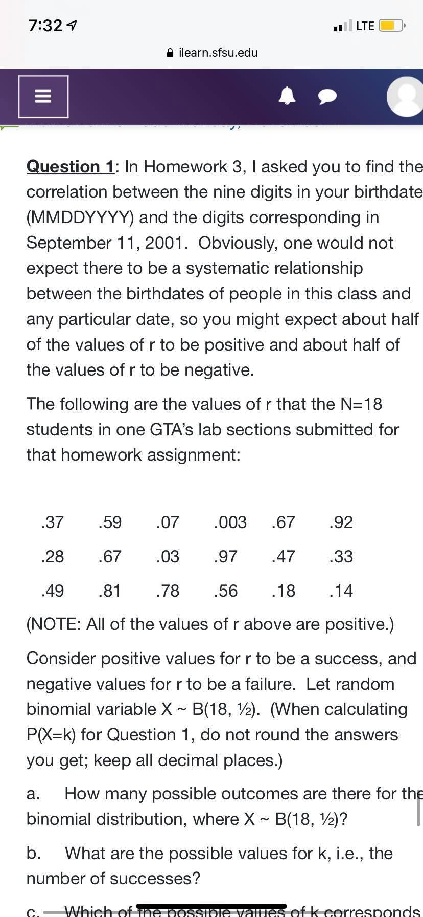 Solved 7:327 LTE ilearn.sfsu.edu E Question 1: In Homework | Chegg.com