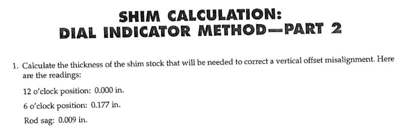 Solved SHIM CALCULATION: DIAL INDICATOR METHOD = PART 2 1. | Chegg.com