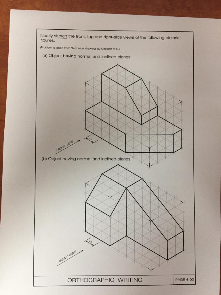 Solved Neatly sketch the front, top and right-side views of | Chegg.com