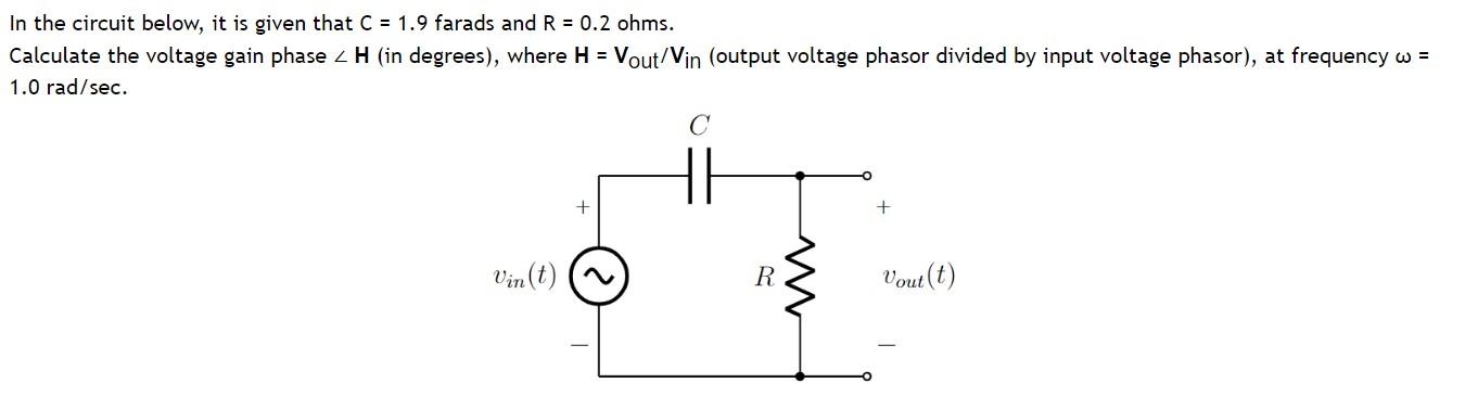 Solved In the circuit below, it is given that C=1.9 farads | Chegg.com