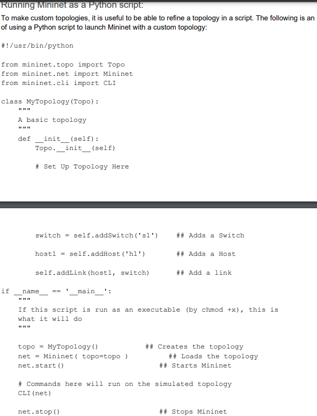 Solved The project [100 pts]: 1. In Mininet change the | Chegg.com