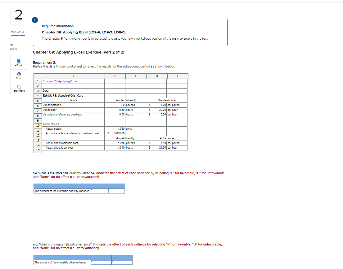 Solved Required information Chepter O9: Applylng Excel | Chegg.com