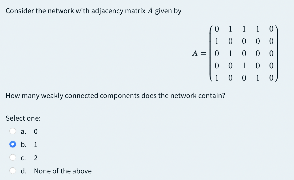 Solved Consider the network with adjacency matrix A given by | Chegg.com