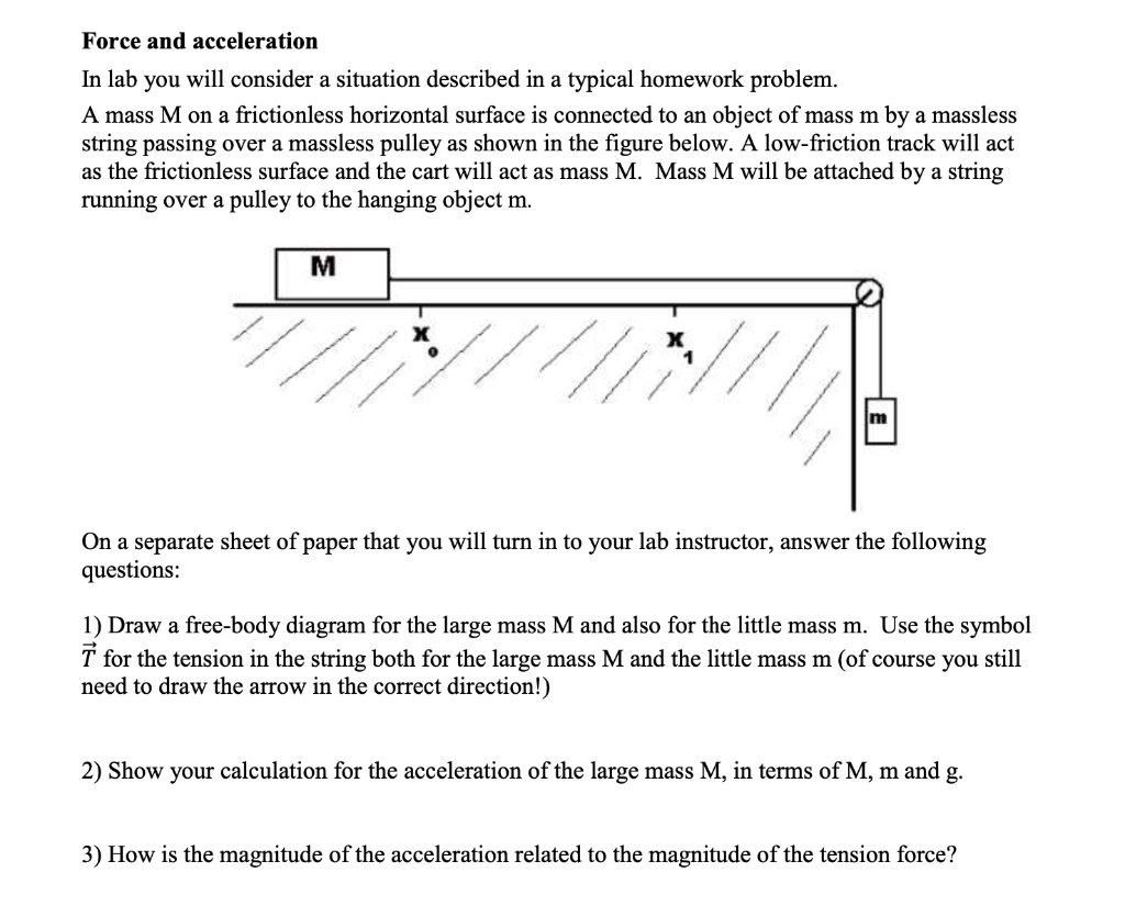 Solved Force and acceleration In lab you will consider a | Chegg.com