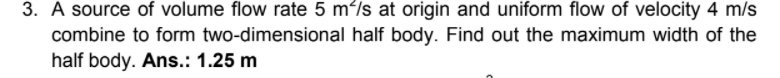 Solved 3. A source of volume flow rate 5 mʻls at origin and | Chegg.com