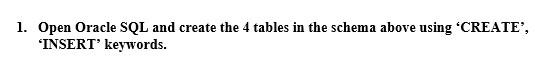 Solved 1. Open Oracle SQL and create the 4 tables in the | Chegg.com