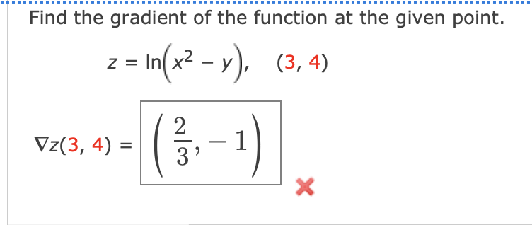 Solved Find the gradient of the function at the given point. | Chegg.com