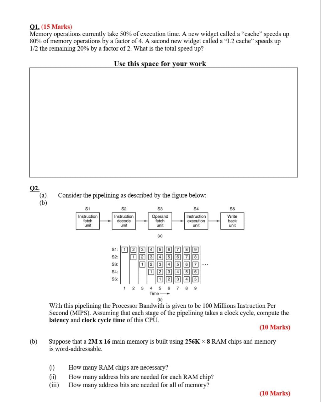 01. (15 Marks) Memory operations currently take 50% | Chegg.com