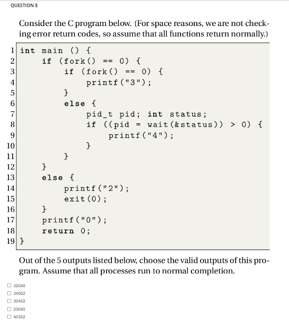 Solved Consider the C program below. (For space reasons, we | Chegg.com