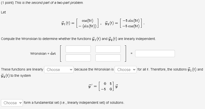 This is the second part of a two-part problem. Let y⃗ | Chegg.com