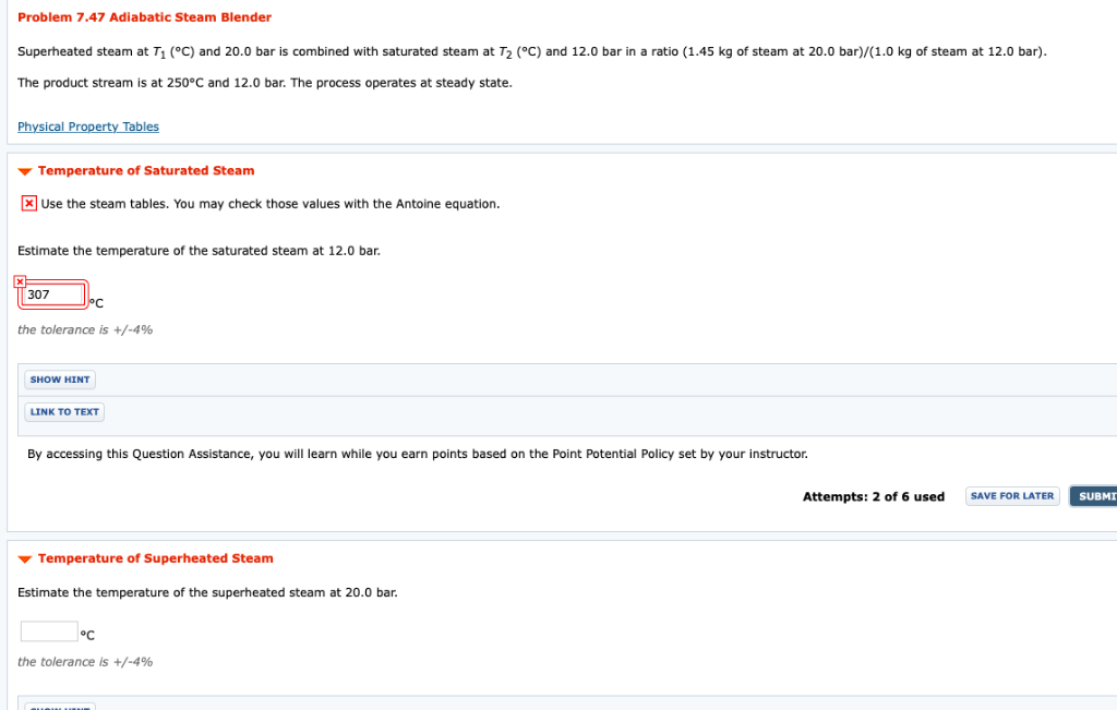 Solved Problem 7.47 Adiabatic Steam Blender Superheated | Chegg.com