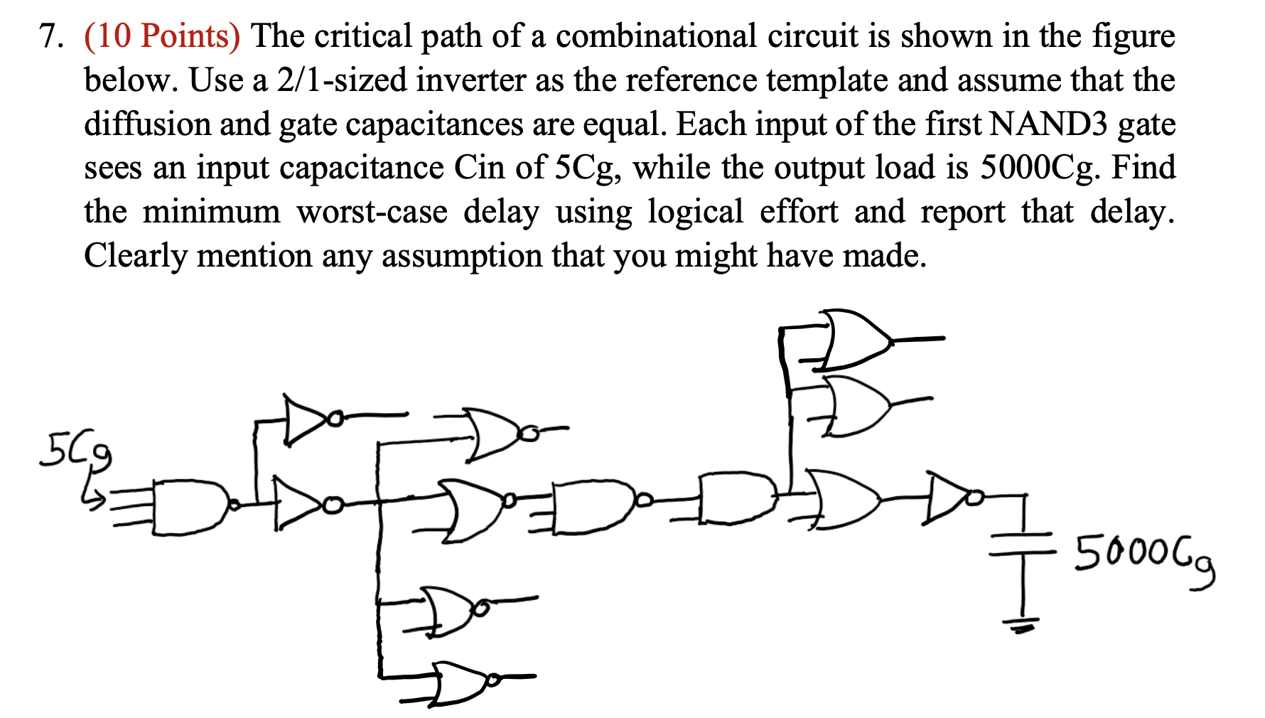 7. (10 Points) The critical path of a combinational | Chegg.com