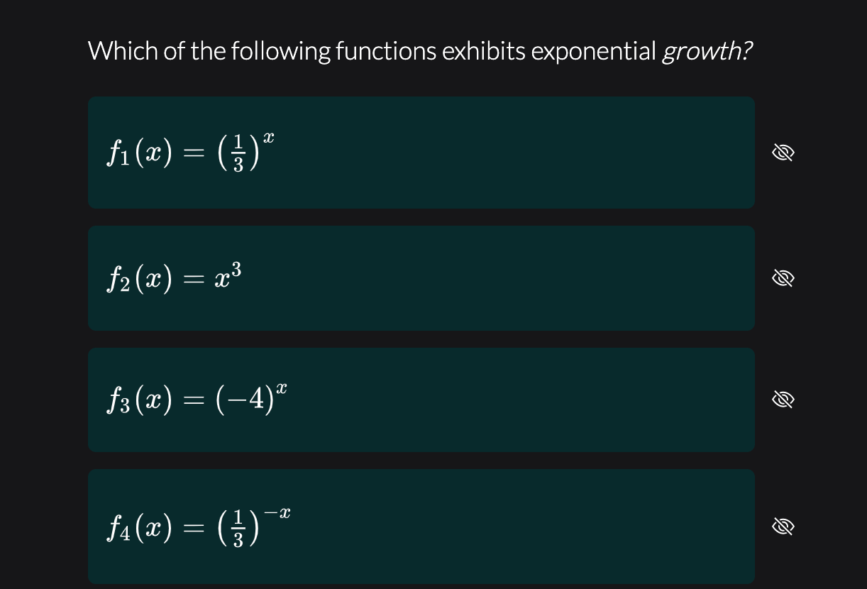 Solved Which of the following functions exhibits exponential | Chegg.com