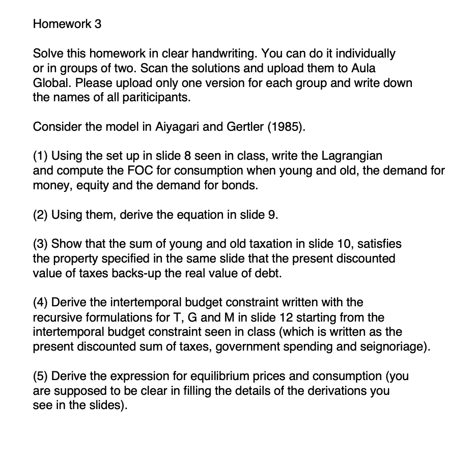 Homework 3 Solve this homework in clear handwriting. | Chegg.com