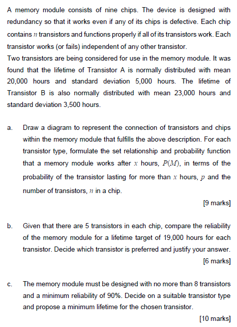 Solved A memory module consists of nine chips. The device is | Chegg.com