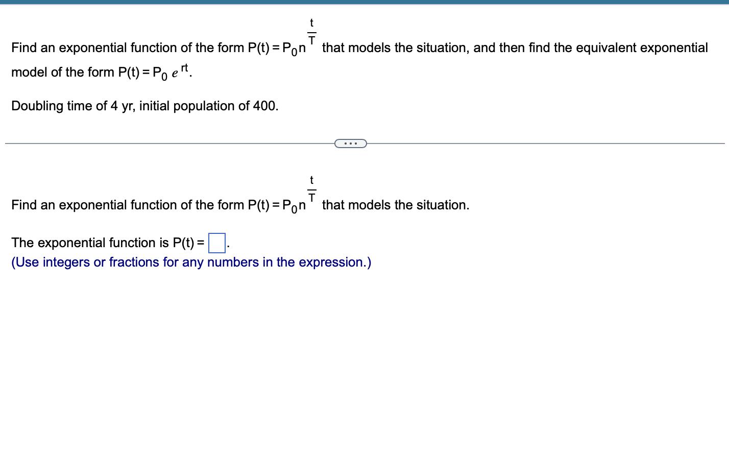 Solved Find an exponential function of the form P(t)=P0n⊤t | Chegg.com