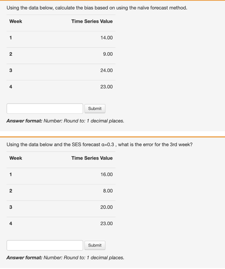 Solved Using the data below, calculate the bias based on | Chegg.com