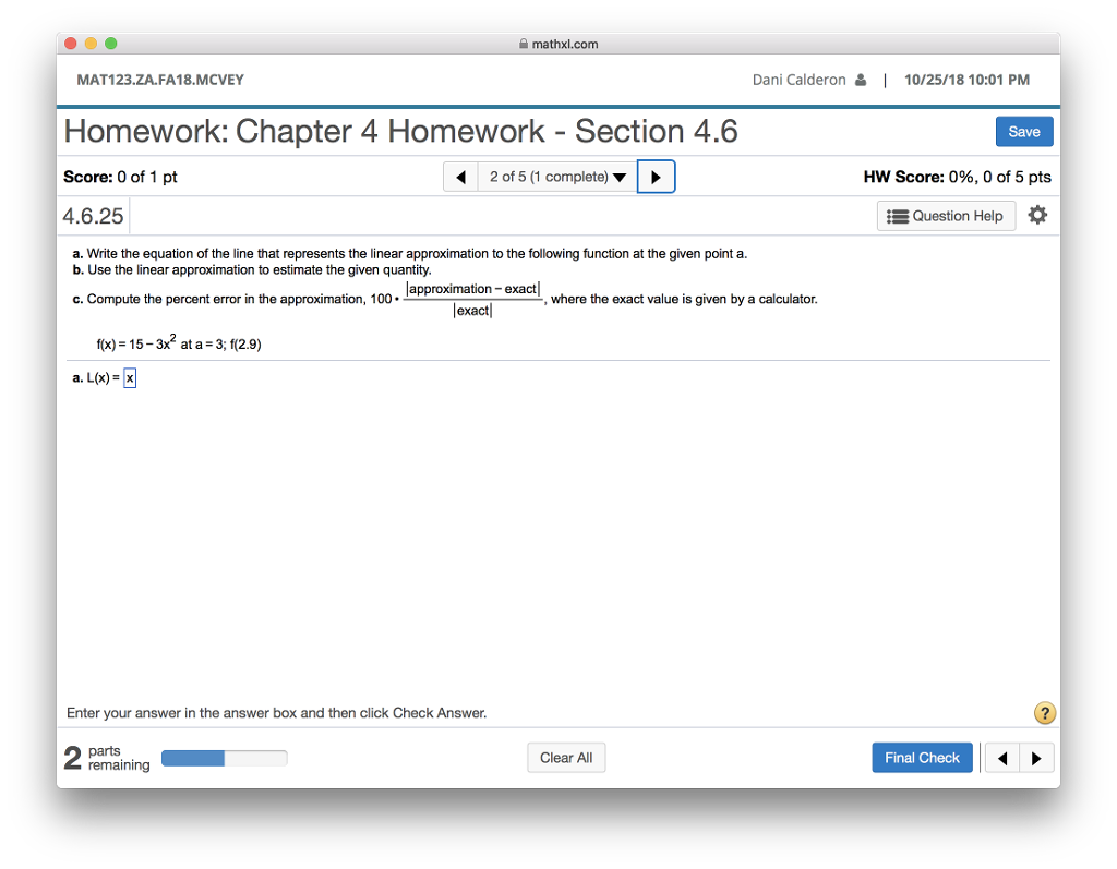 Solved 슬 mathxl.com MAT123.ZA.FA18.MCVEY Dani | Chegg.com