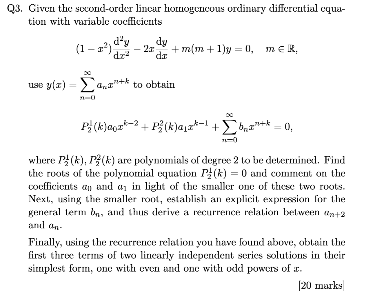 Solved Q3. Given the second-order linear homogeneous | Chegg.com