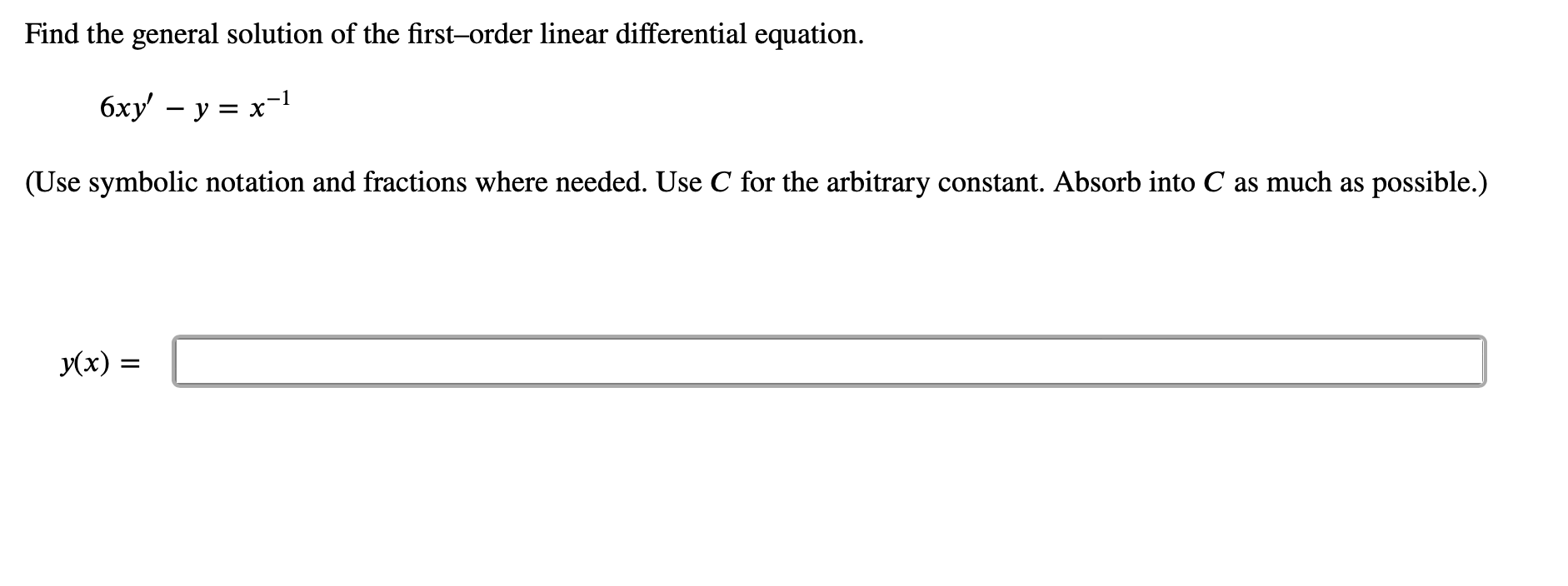 Solved Find The General Solution Of The First Order Linear