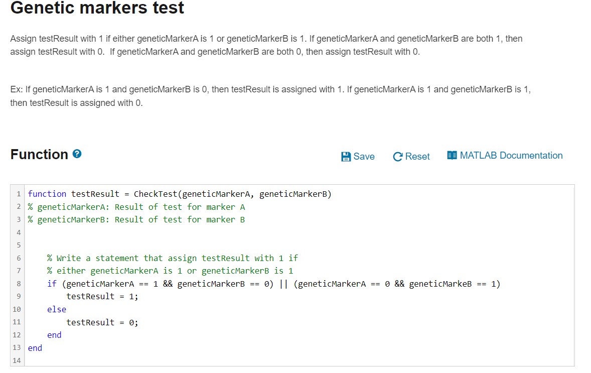 Solved Genetic markers test Assign testResult with 1 if | Chegg.com