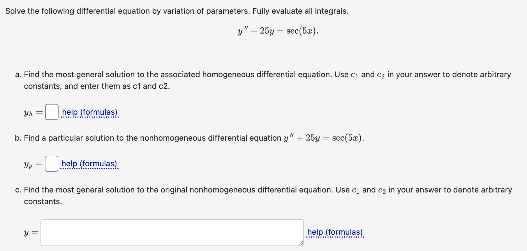Solved Solve the following differential equation by | Chegg.com