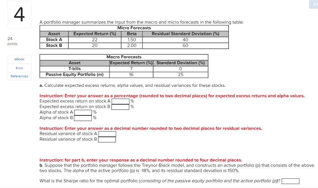 Solved a. Calculate expected excess returns, alpha values, | Chegg.com