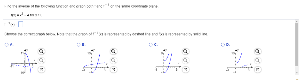 Solved Find the inverse of the following function and graph | Chegg.com