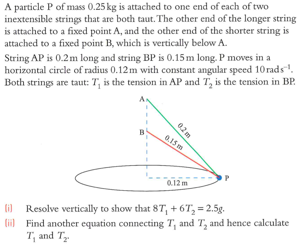 Solved A particle P of mass 0.25 kg is attached to one end | Chegg.com